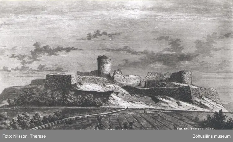Tryckt text på kortet: "Bohus Fästning efter teckning från 1850 talet ...