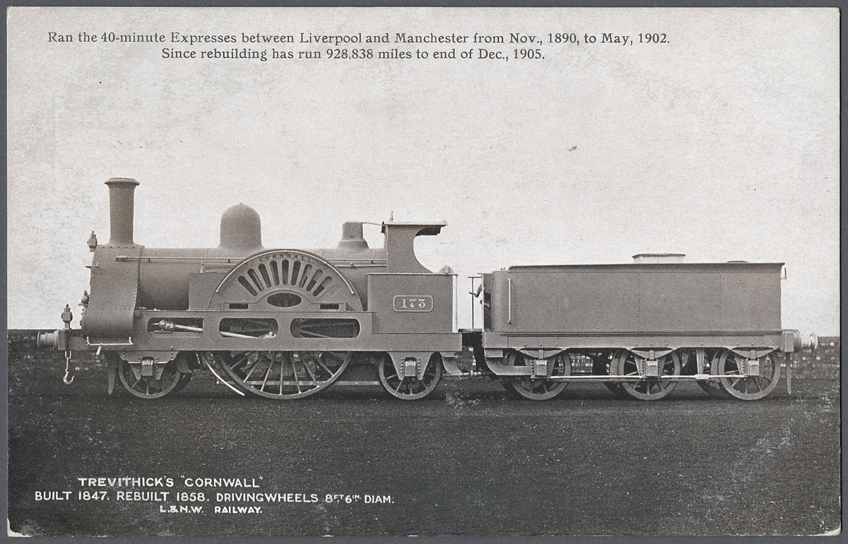 Engelskt ånglok från London and North Western Railway, LNWR lok 173 ...
