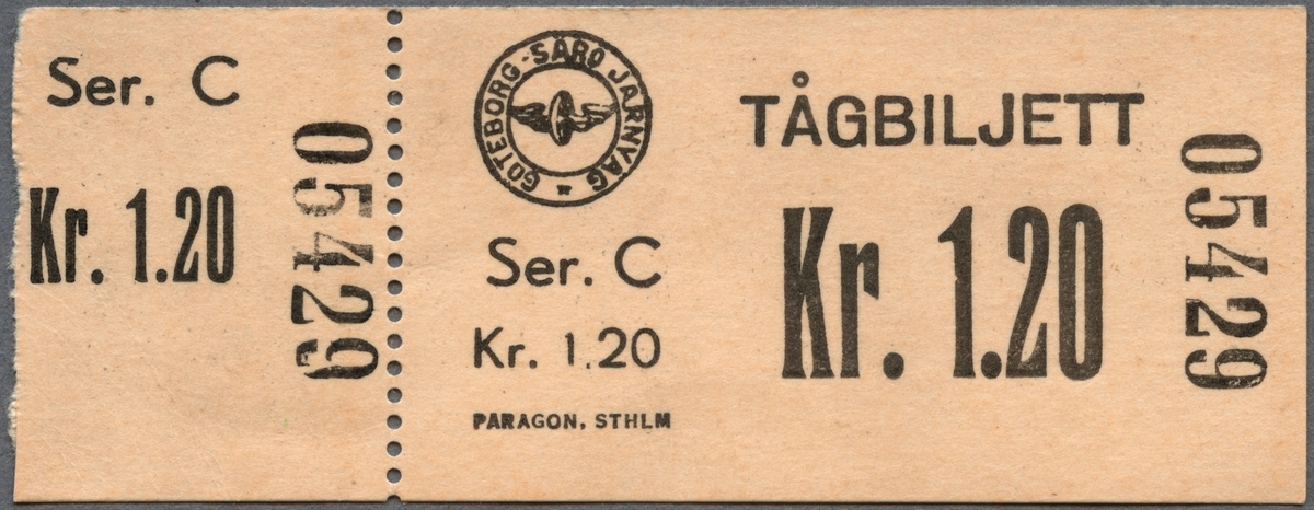 Tågbiljett - Järnvägsmuseet / DigitaltMuseum